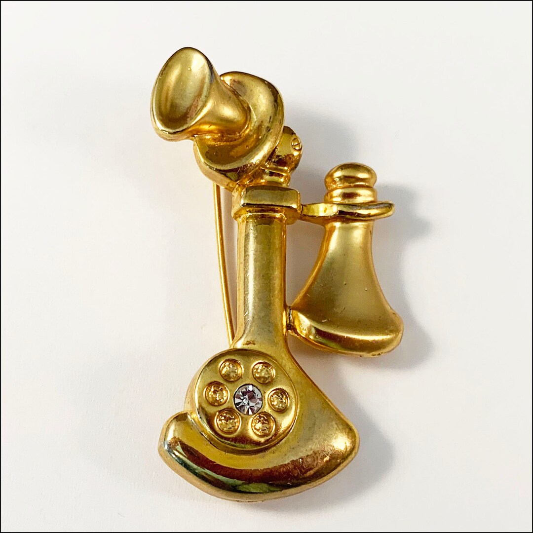 Candlestick Telephone Vintage Brooch Pin - Etsy
