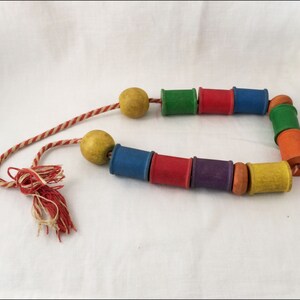 Vintage Wood Bead and Spool String Toy - Etsy