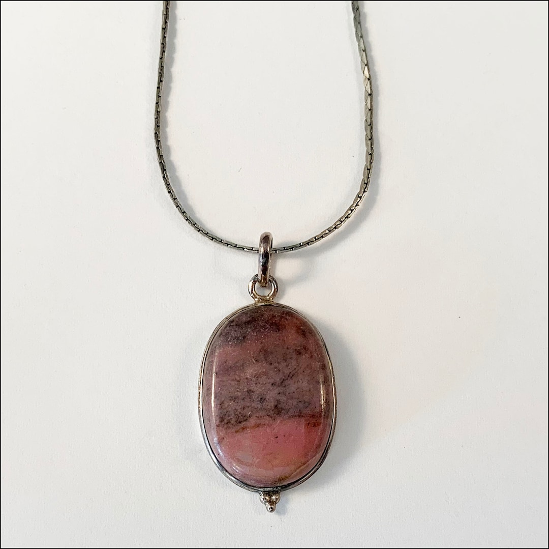 Brazilian Rhodonite Vintage Pendant Necklace - Etsy