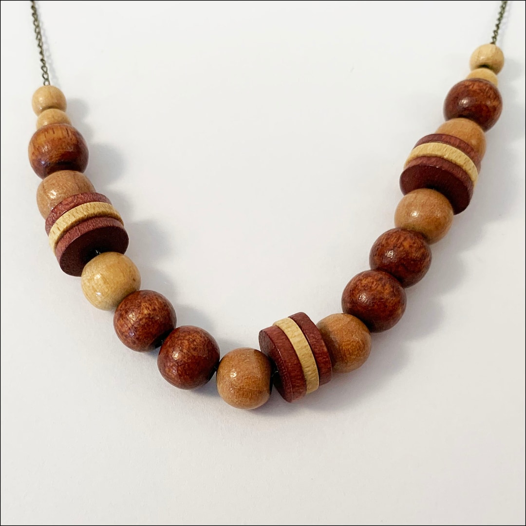 1960s Wood Bead Choker Necklace 18” - Etsy
