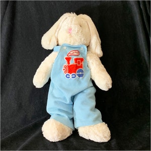 Vintage Plush White Rabbit With Choo Choo Train Overalls - Etsy