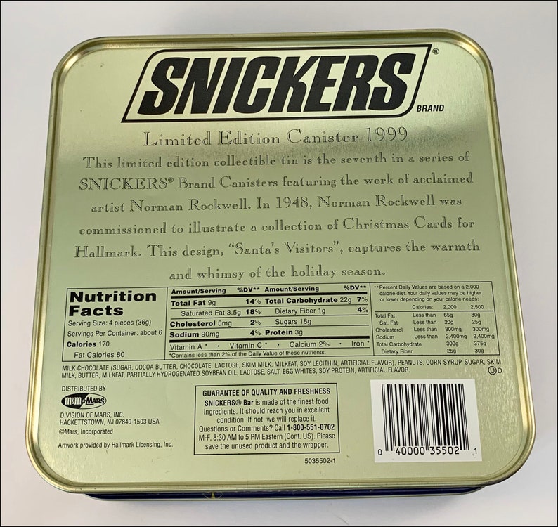 Santa’s Visitors 1999 Snickers Canister Tin - Etsy