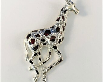 Giraffe Brooch, Vintage Wild Animal Jewelry, Colorful Enamel Brooch ...