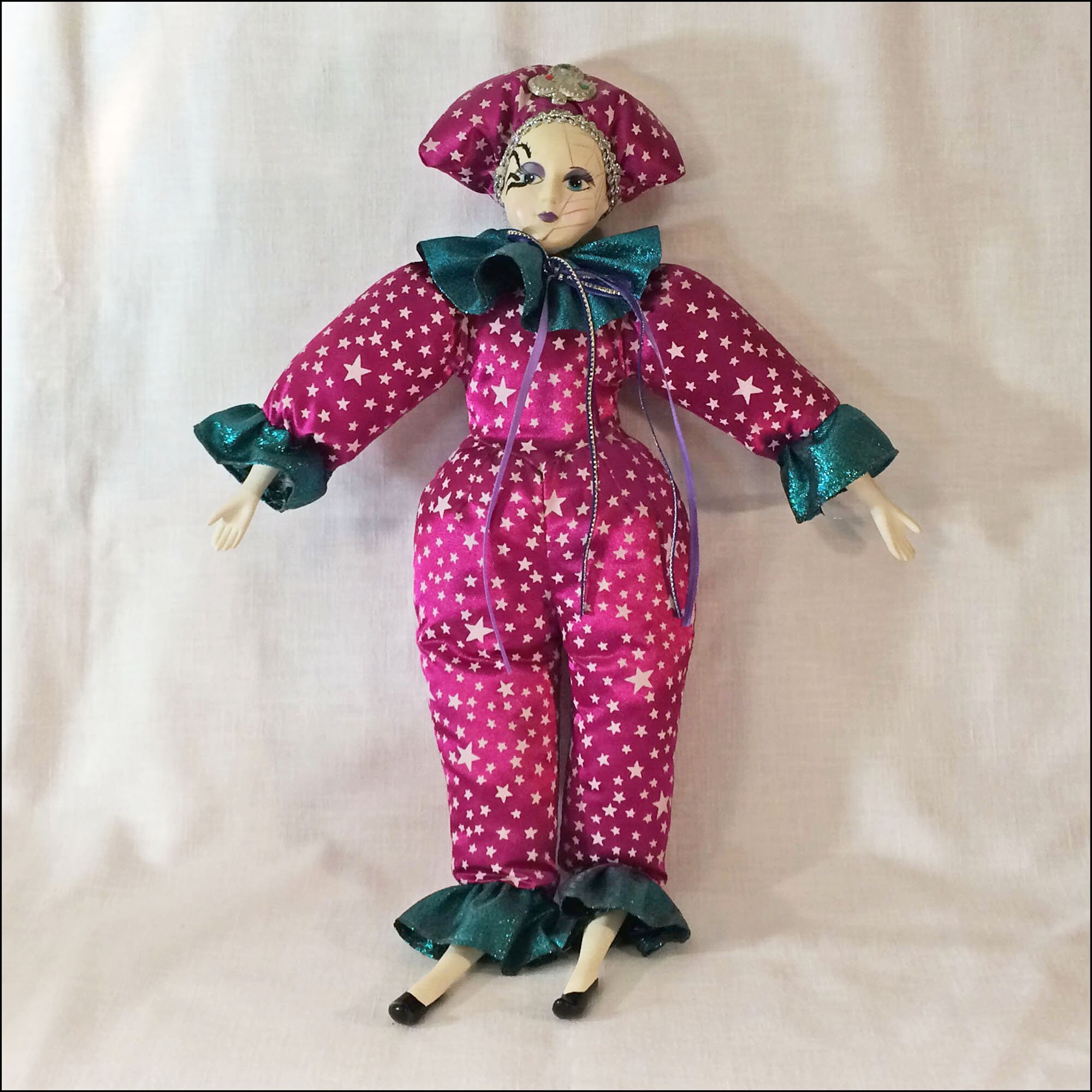 Vintage Jester Doll 16 Harlequin | Etsy
