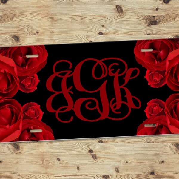 Red Rose License Plate - Etsy