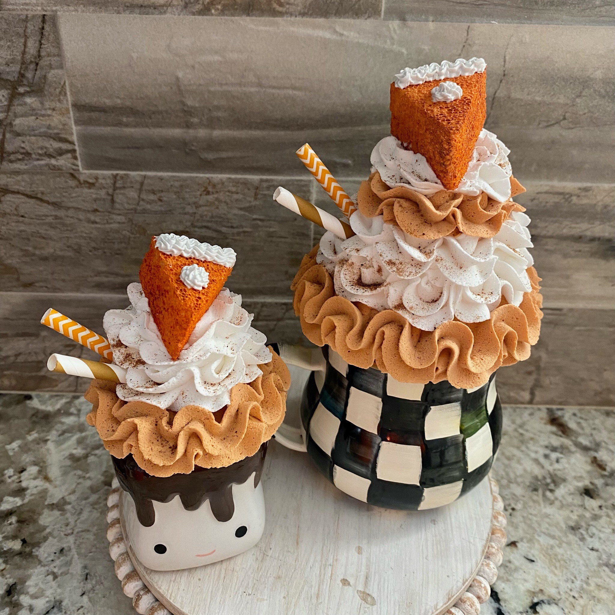Pumpkin Pie Faux Whip Cream Mug Topper Coffee Bar/hot - Etsy