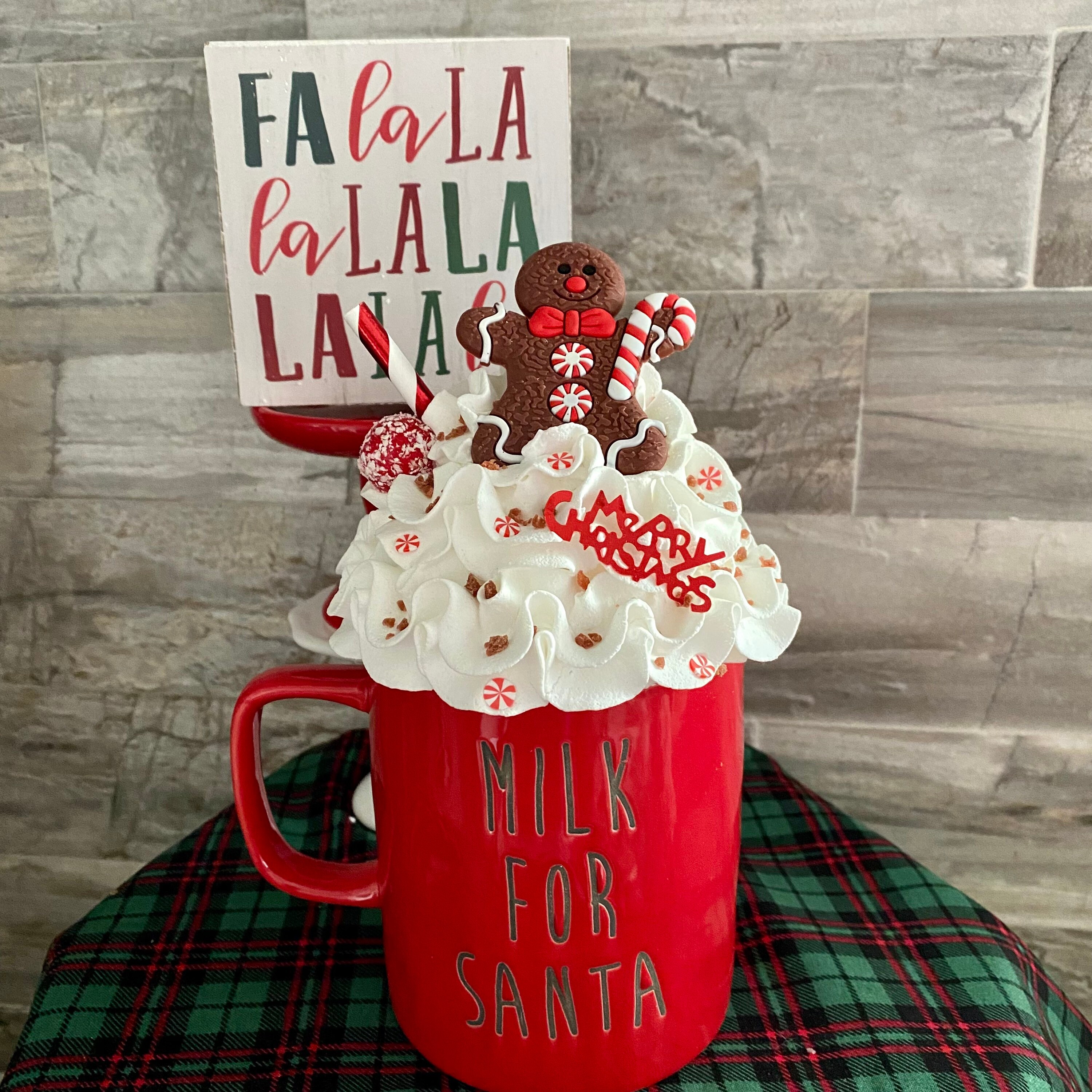 Gingerbread Faux Whip Cream Mug Topper Candy Cane or Scarf - Etsy