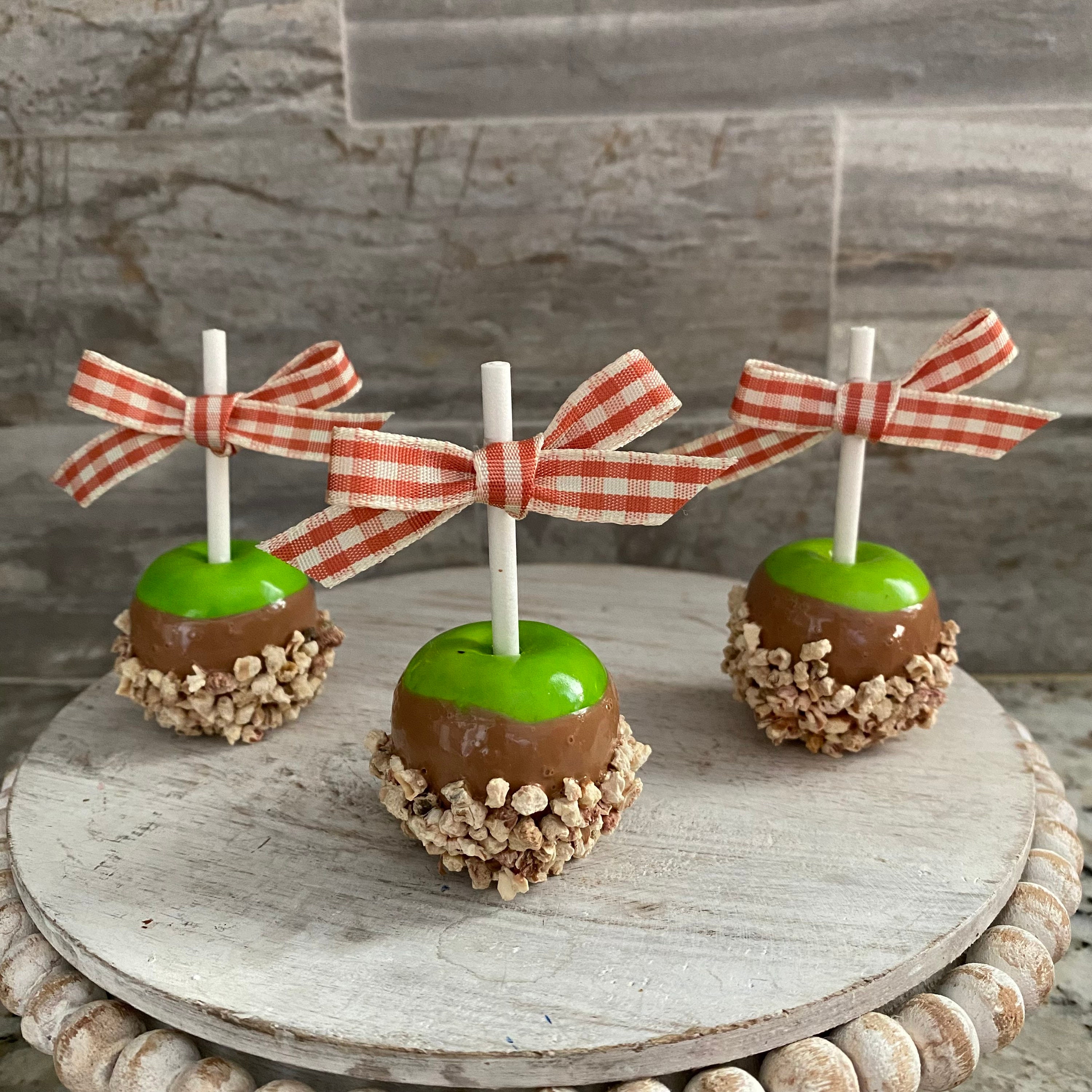 Set of 3 Mini Carmel Apples on a Stick Coffee Bar Decor - Etsy
