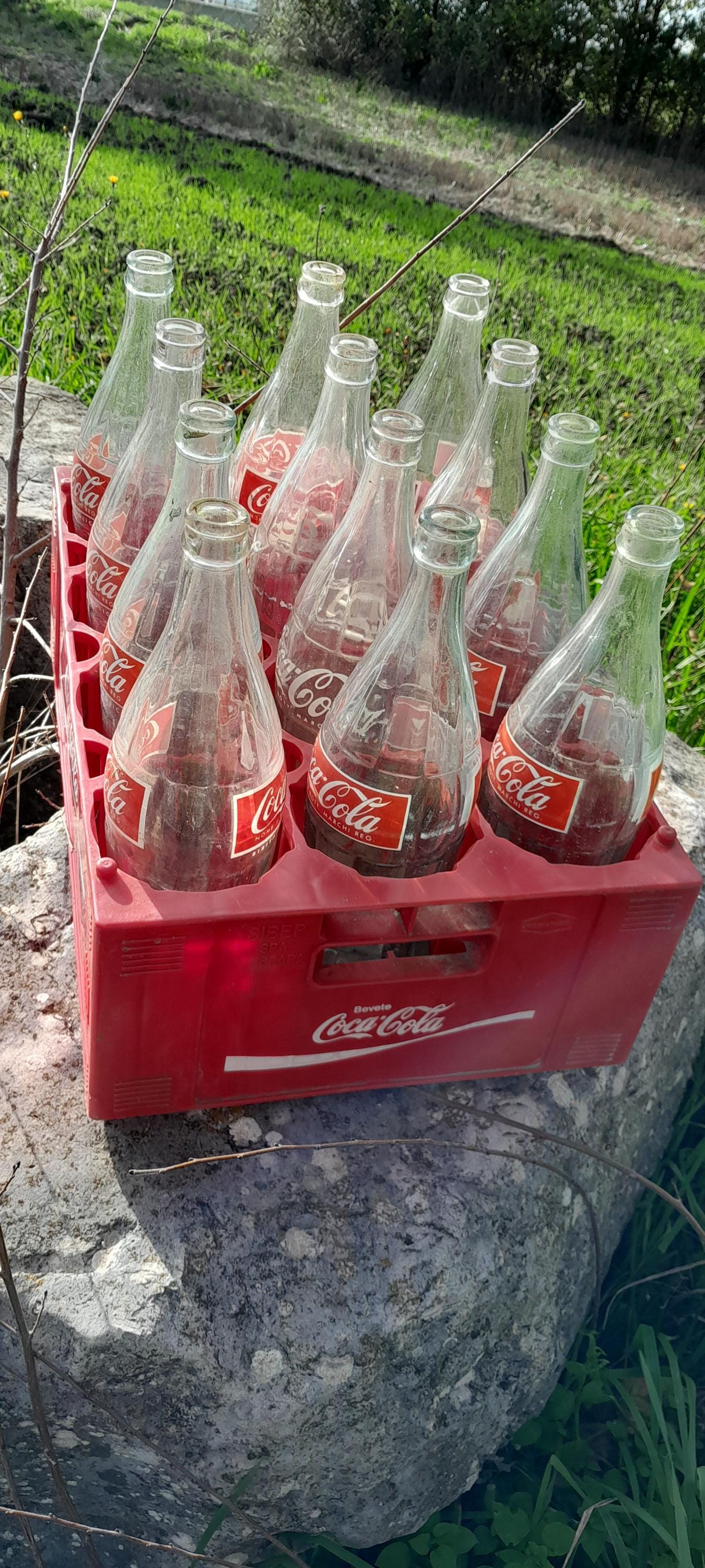 17" Collectible Coca-cola 1 Liter Glass Bottles and Basket, Plastic ...