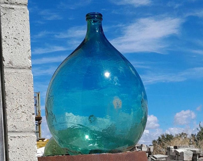 Vintage Turquoise, Light Blue Petroleum Glass Demijohn, Big Bottle ...