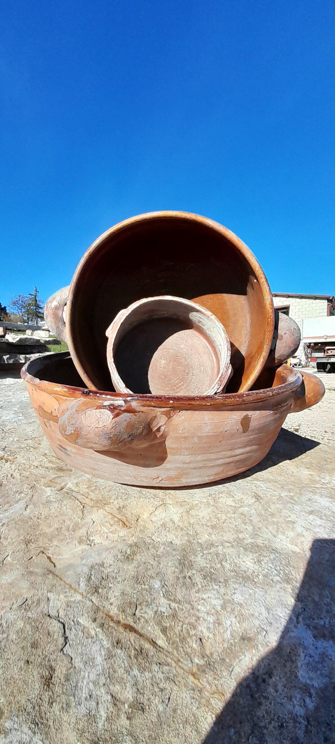 Set of 3 Terracotta Pots, Cooker Pan, Glazes Terracotta Soucepan, Heavy ...
