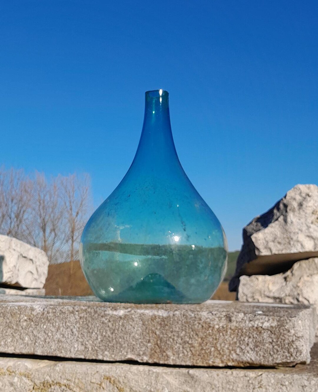 Antique Italian Blown Glass Flagon, Decanting Flask, Big Bottle, Old ...