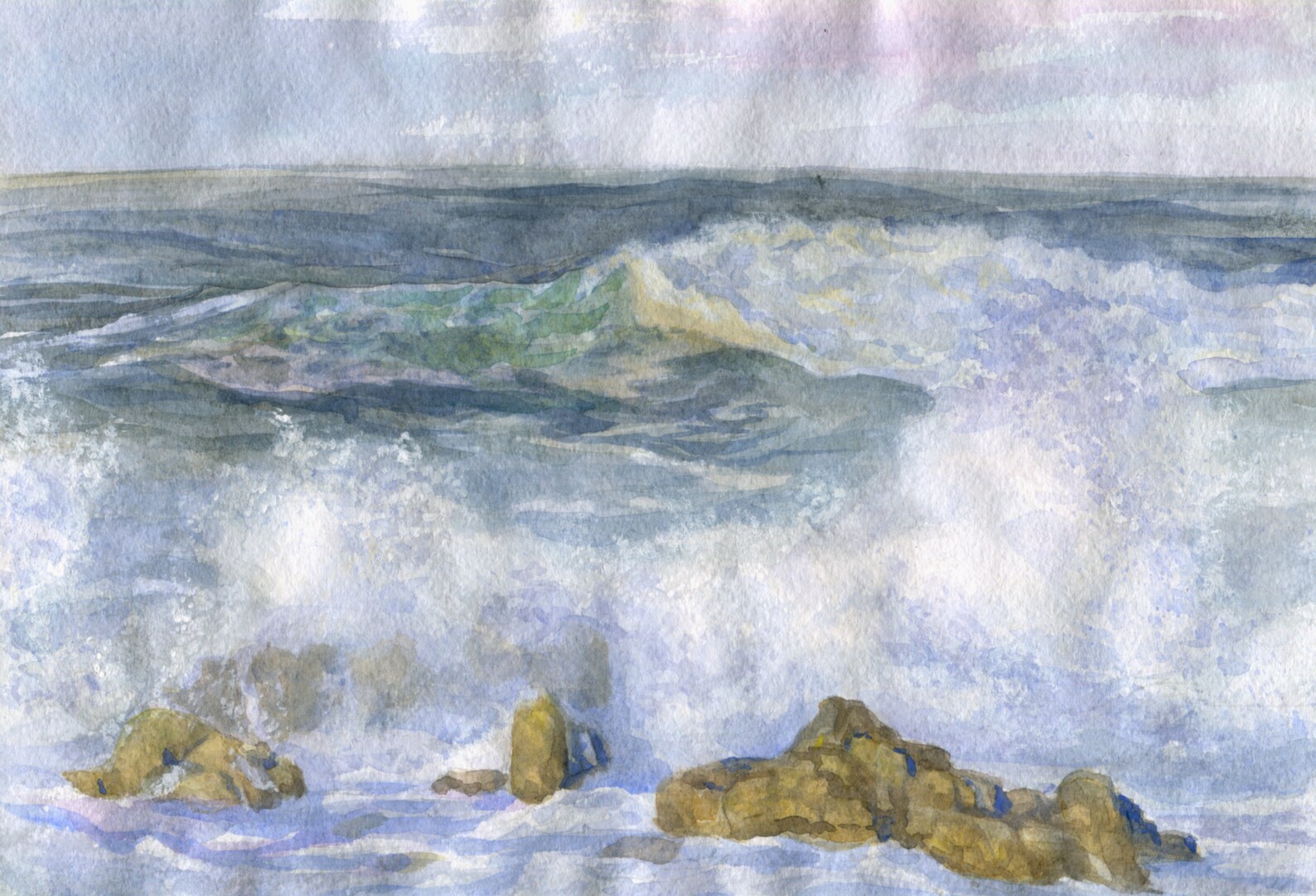 Pacific Waves original Watercolor, Seascape, Ocean Painting, Landscape ...