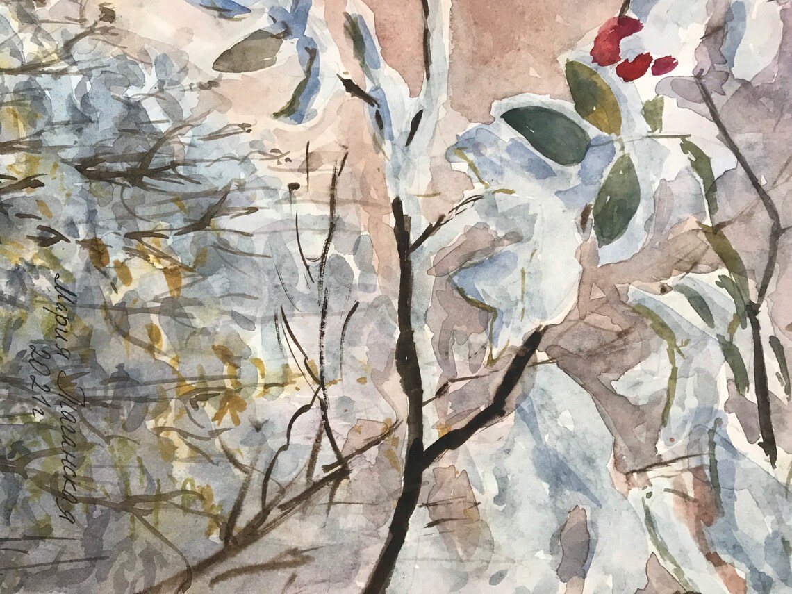 First Snow (original Watercolor Painting, Winter Landscape) - Etsy