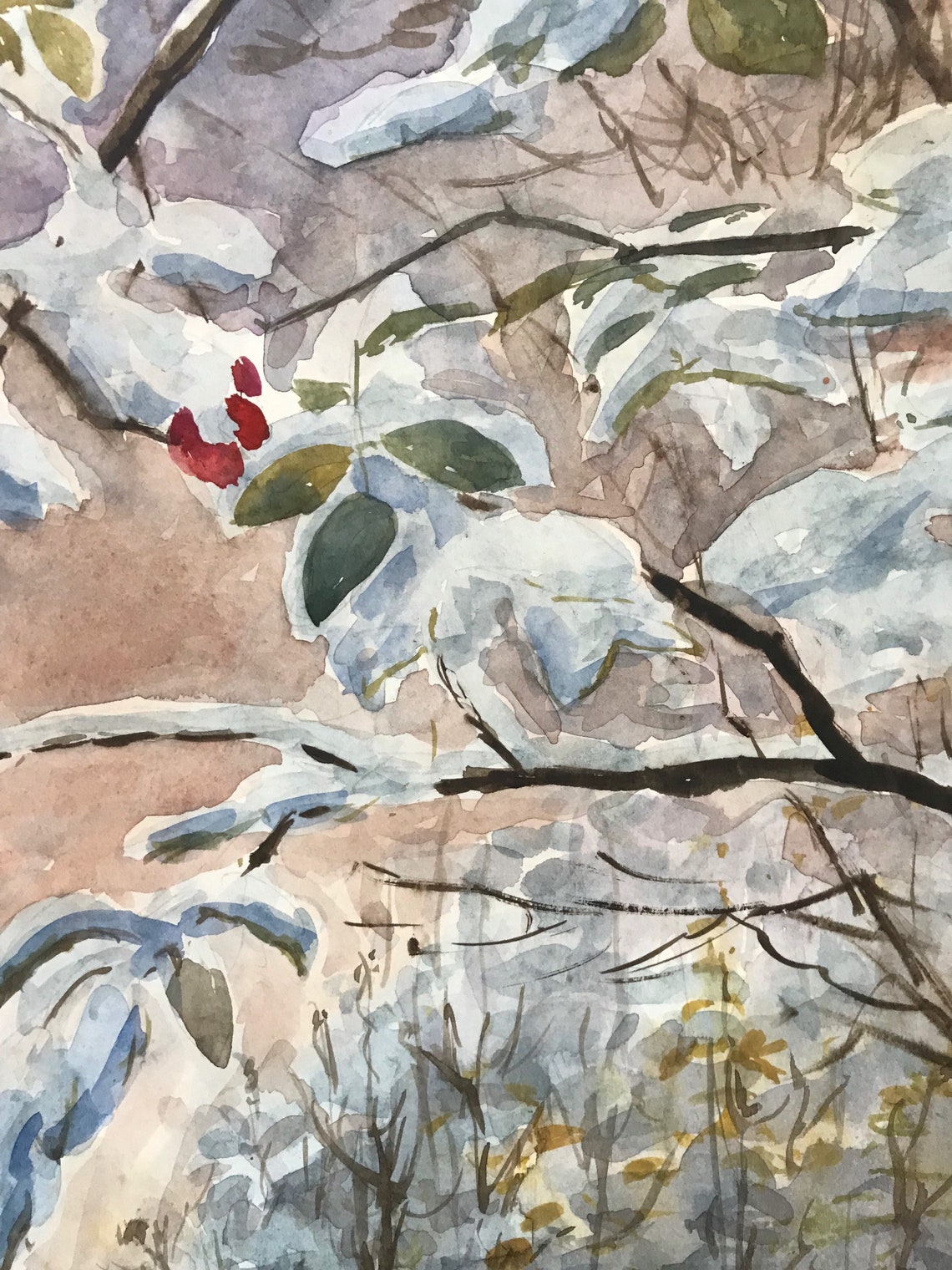 First Snow (original Watercolor Painting, Winter Landscape) - Etsy