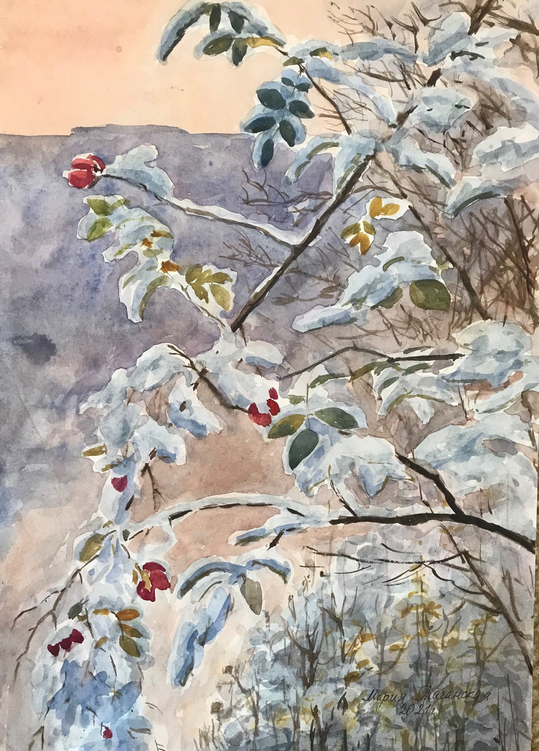 First Snow (original Watercolor Painting, Winter Landscape) - Etsy