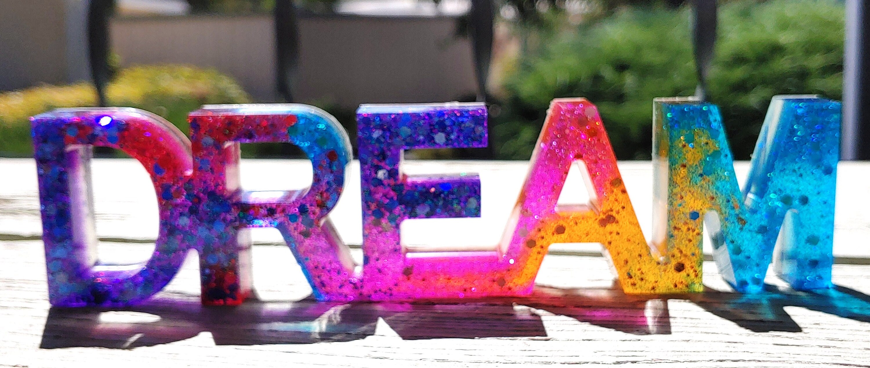 Rainbow Colored Word Sign dream With Sparkly Glitter in Red, Green ...