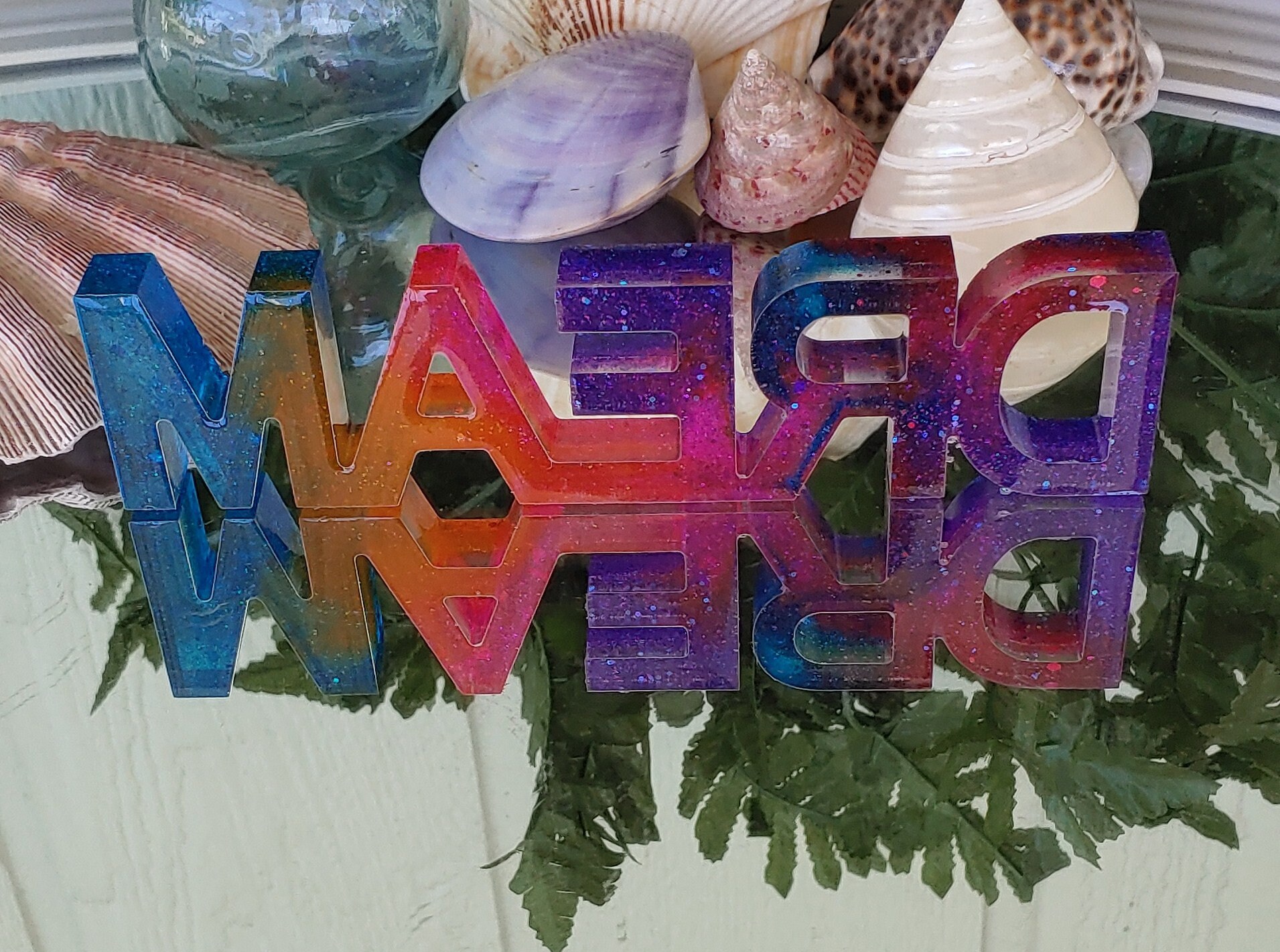 Rainbow Colored Word Sign dream With Sparkly Glitter in Red, Green ...