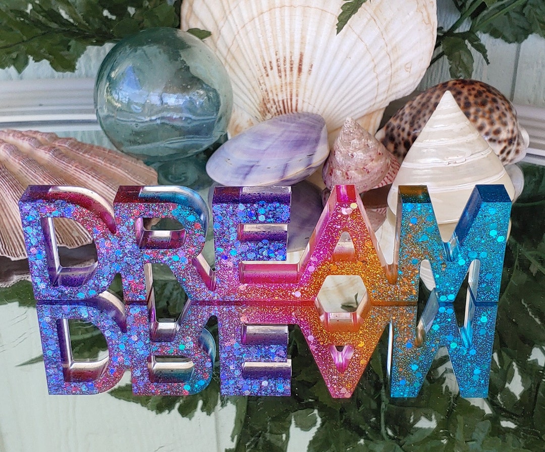 Rainbow Colored Word Sign dream With Sparkly Glitter in Red, Green ...