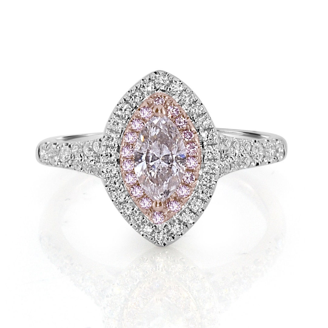 Real 1.00ct Natural Fancy Pink Diamond Engagement Ring 18k Solid Gold ...