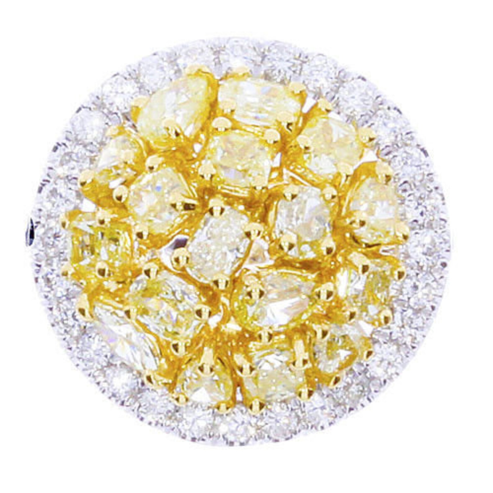 Real 2.01ct Natural Fancy Intense Yellow Diamonds Engagement Ring 18k ...