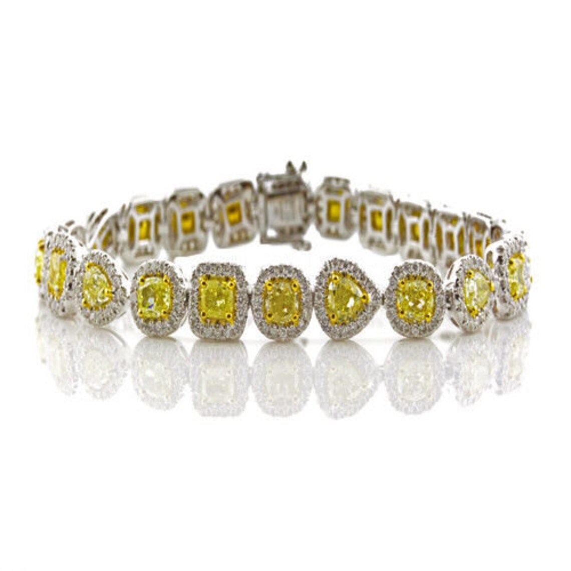 Yellow Diamonds - Bracelet 13.53ct Natural Fancy Yellow 18k 23 Grams ...