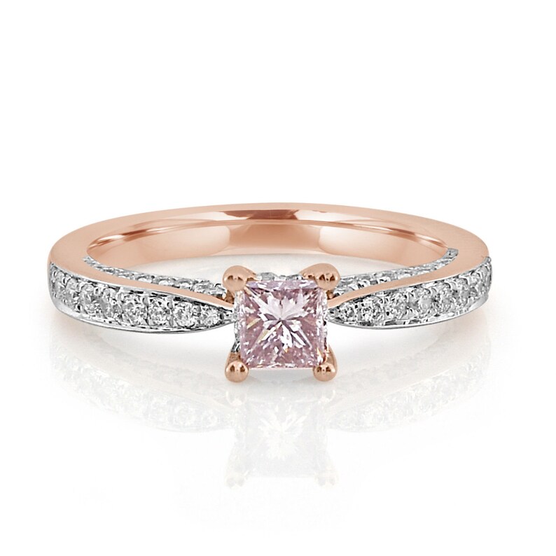 Real 0.88ct Natural Fancy Pink Diamond Engagement Ring 18k Solid Gold ...