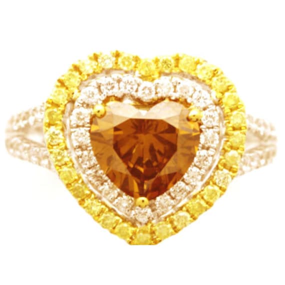 Real 2.40ct Natural Fancy Yellow Orange Diamonds Engagement - Etsy