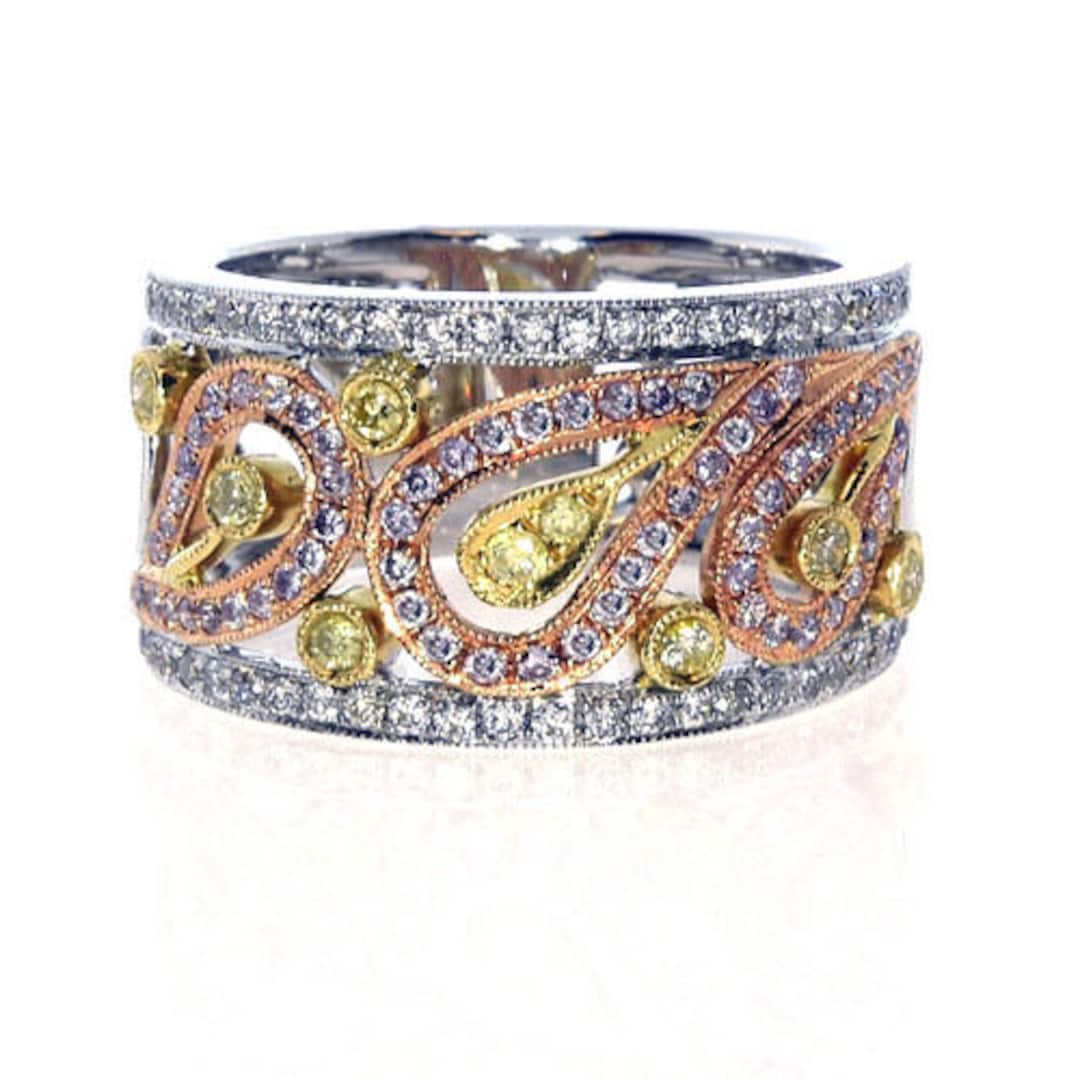 1.10ct Natural Fancy Pink & Yellow Diamonds Engagement Ring 18k Solid ... 1.10ct Natural Fancy Pink & Yellow Diamonds Engagement Ring 18k Solid ...