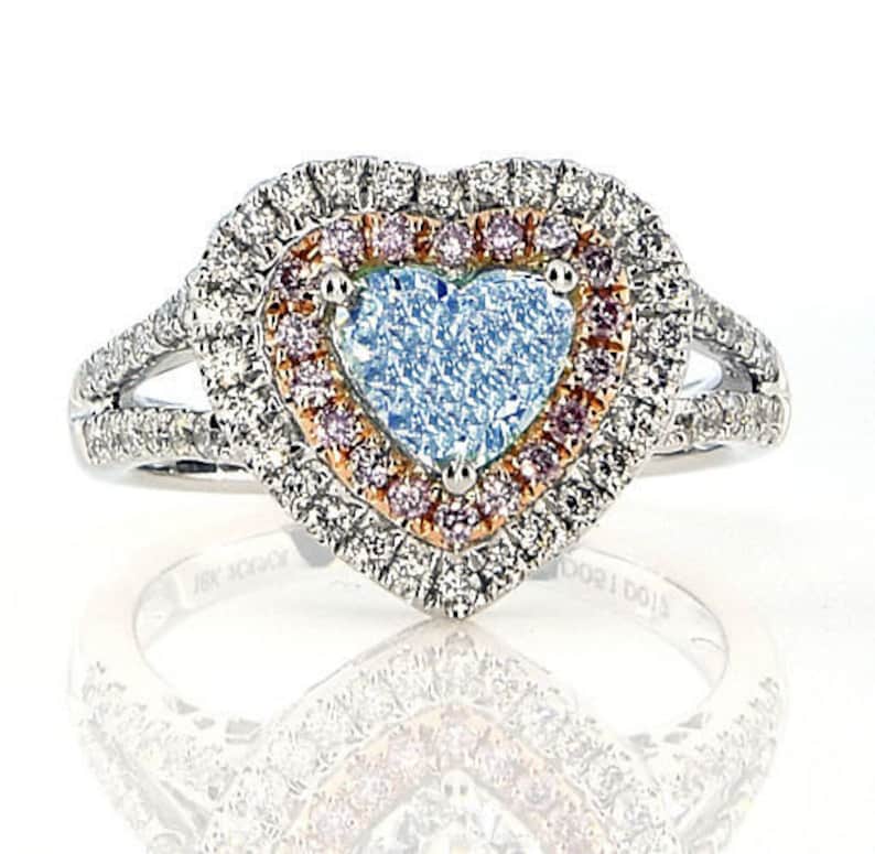 Real Gia 1.73ct Natural Fancy Light Blue & Pink Diamonds Engagement ...