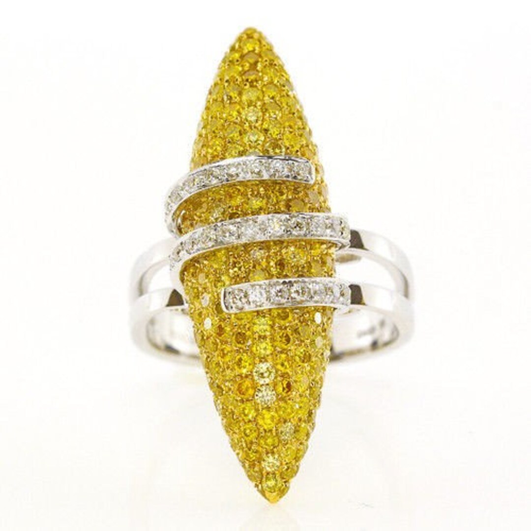 Real 2.36ct Natural Fancy Intense Yellow Diamonds Engagement Ring 18k ...