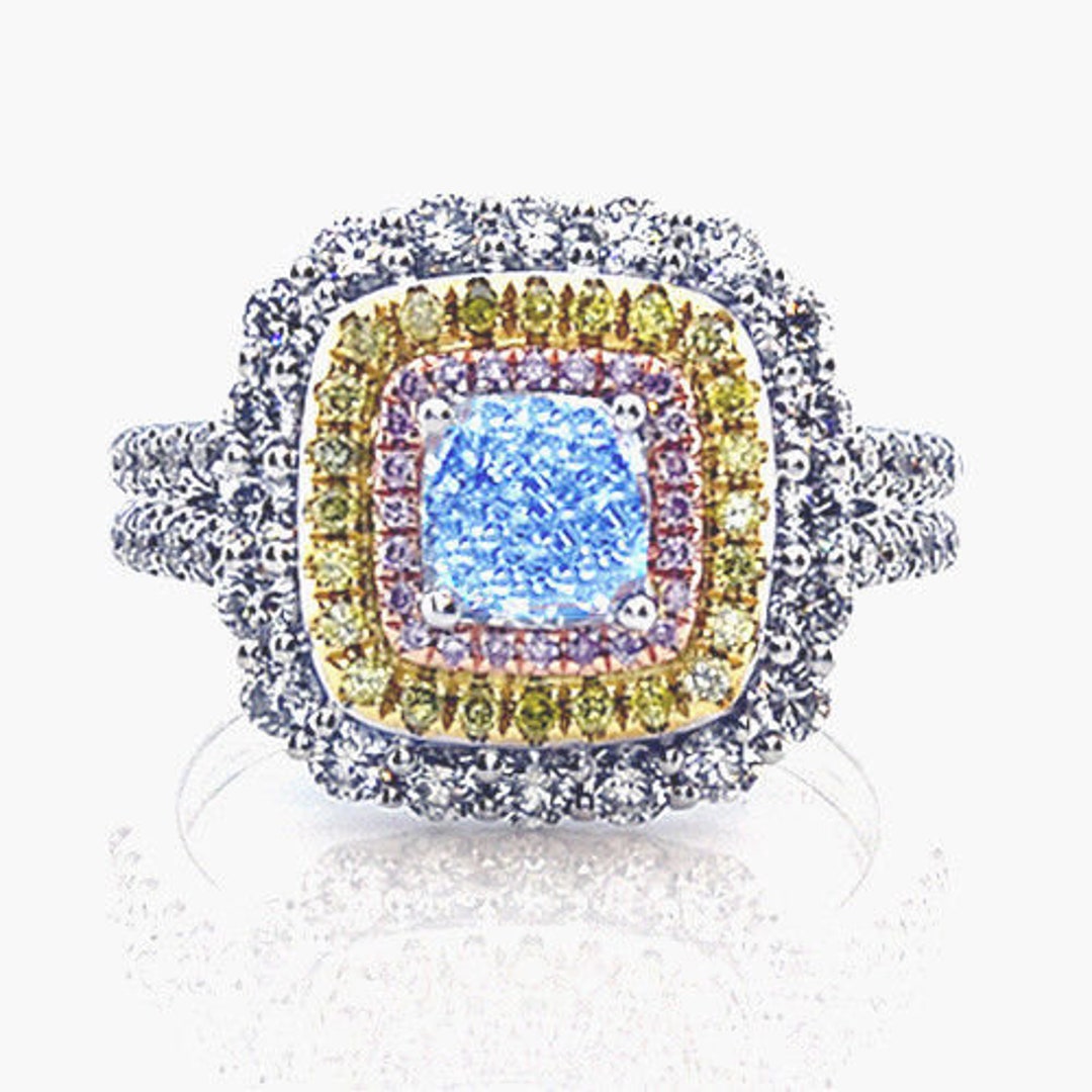 Real 2.23ct Natural Fancy Light Blue & Pink Diamonds Engagement Ring ...