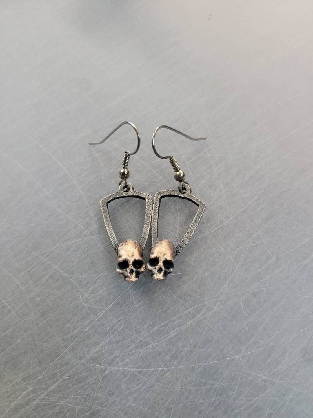 Sterling Silver and Shibuichi Skull Earrings - Etsy