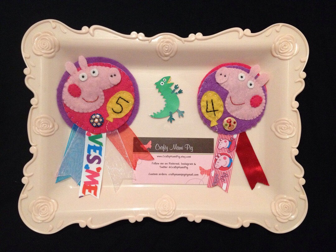 Peppa Pig Felt Birthday Badge Rosette for 4th / 5th Birthday Girl With Felt Brooch Pin & Broche ...