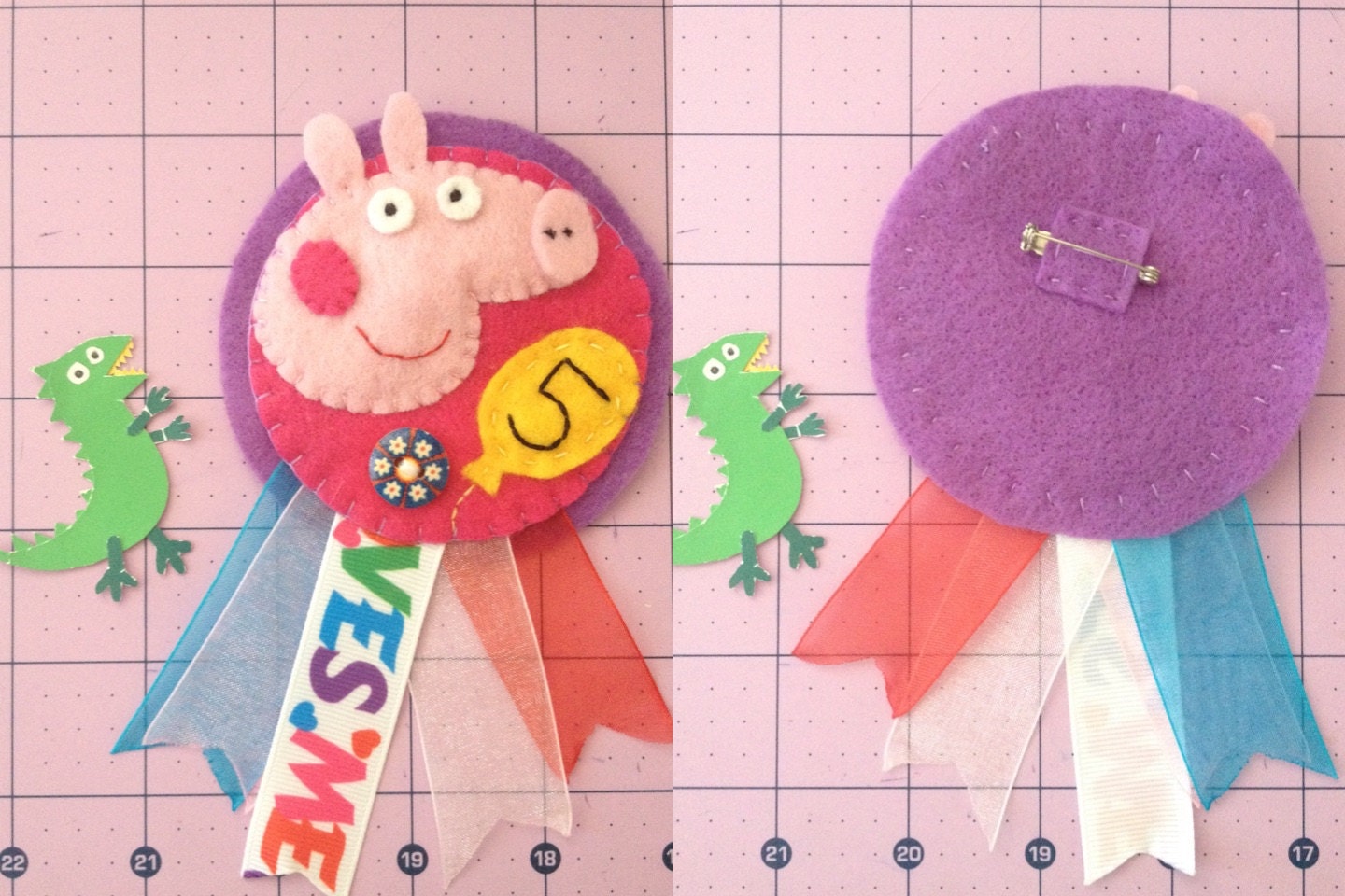 Peppa Pig Felt Birthday Badge Rosette for 4th / 5th Birthday Girl With Felt Brooch Pin & Broche ...