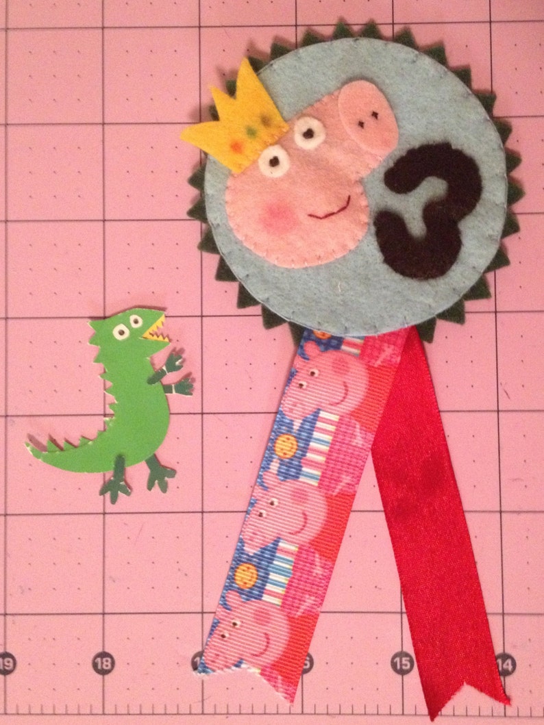 George Pig Felt Birthday Badge for 2nd Birthday Boy With Ribbons ...