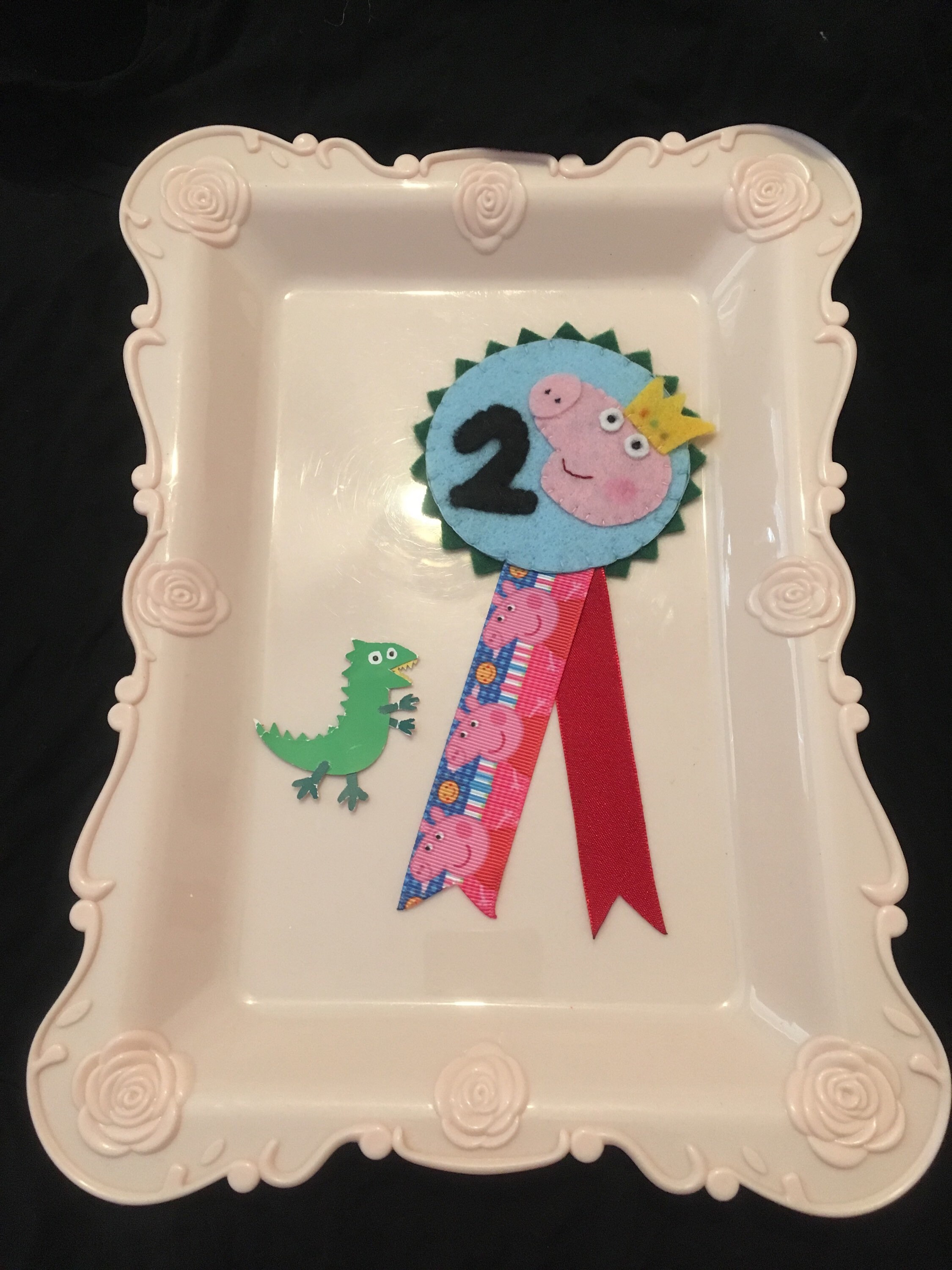 George Pig Felt Birthday Badge for 2nd Birthday Boy With Ribbons ...