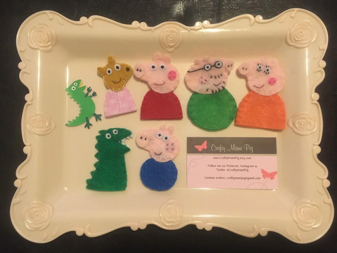 Peppa Pig Family Finger Puppet Felt Set - Daddy + Mummy Pig, Peppa ...