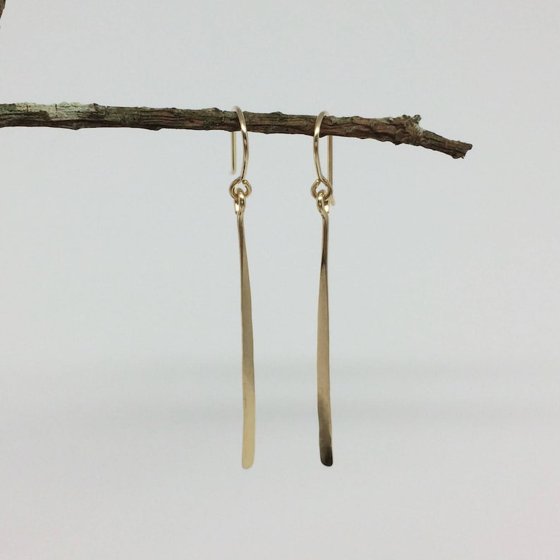 Long Gold Line Earrings Simple Minimalist Modern Straight | Etsy