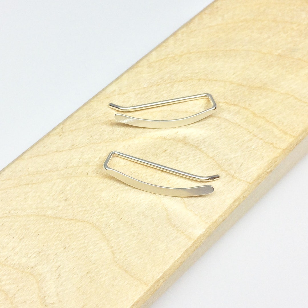 Sterling Silver Ear Climbers: Small Minimalist Smooth Sweep Earrings - Etsy
