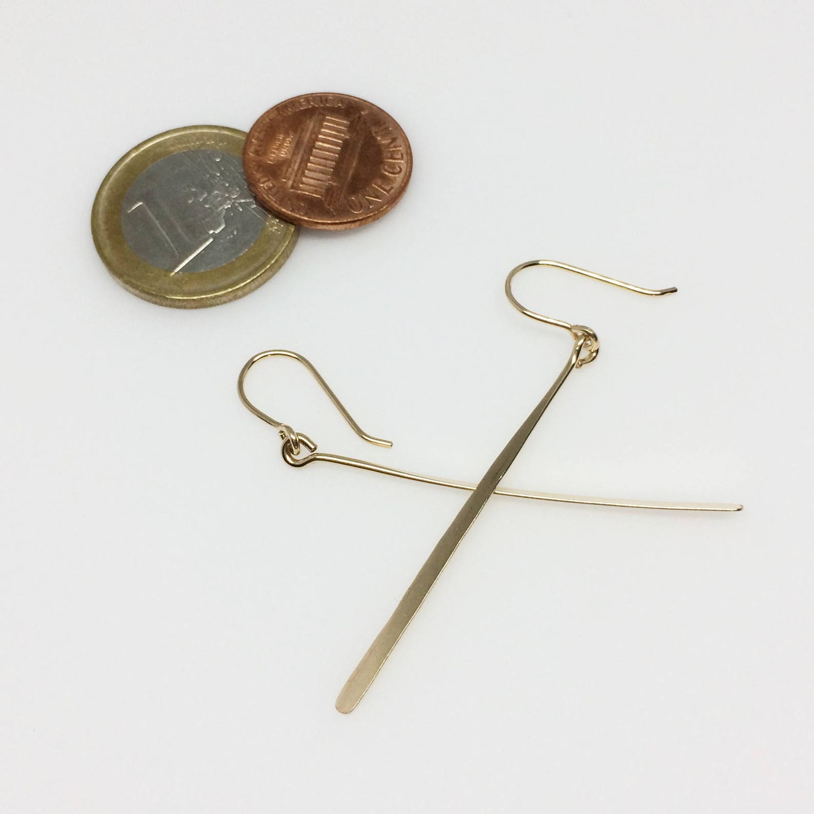 Long Gold Line Earrings Simple Minimalist Modern Straight - Etsy