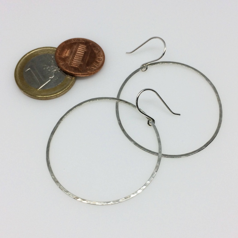 Large Thin 1.5 Inch Circle Drop Hoops Wispy Sterling Silver - Etsy