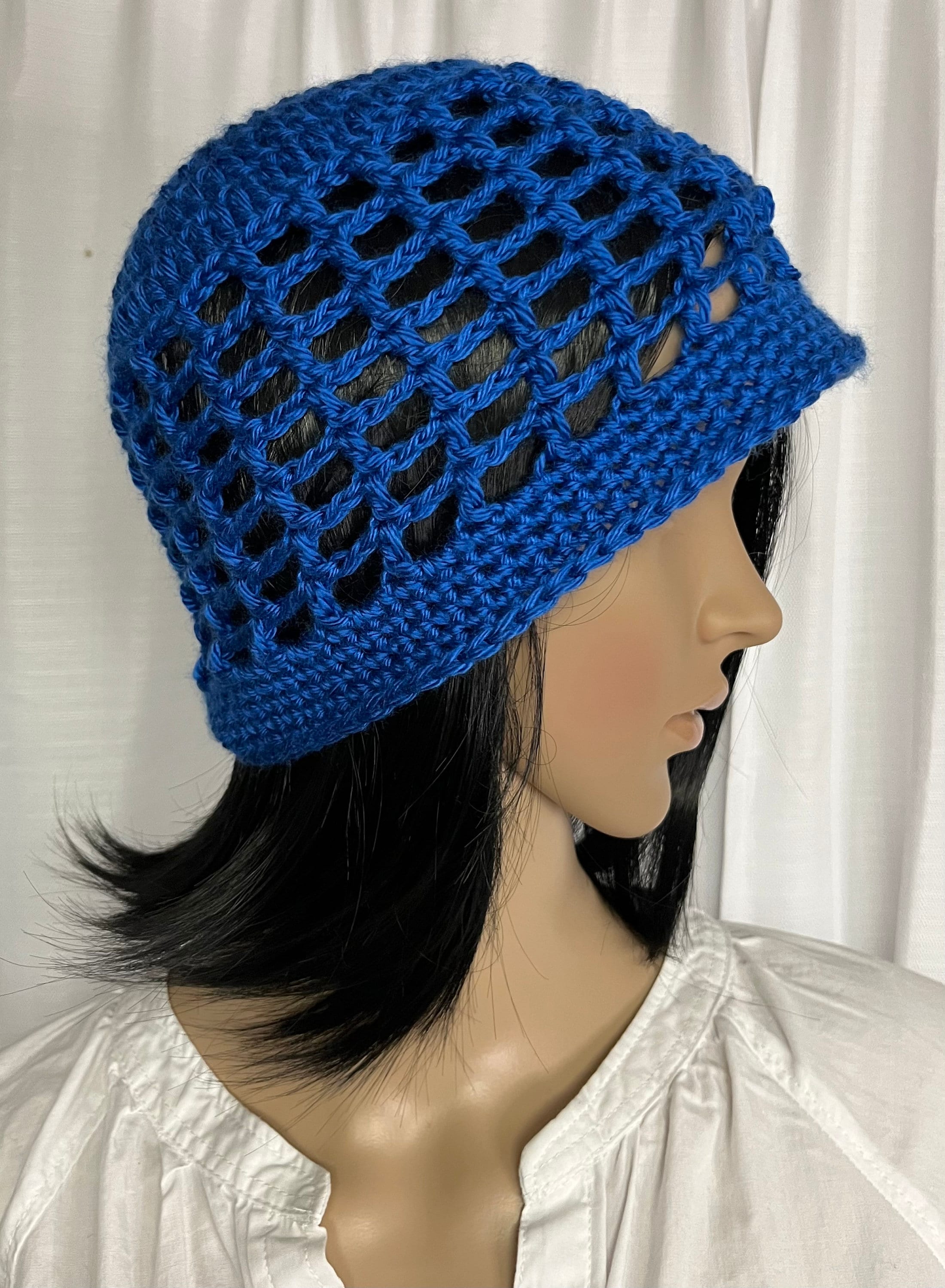 Cobalt Blue Crochet Open Weave Cloche - Etsy