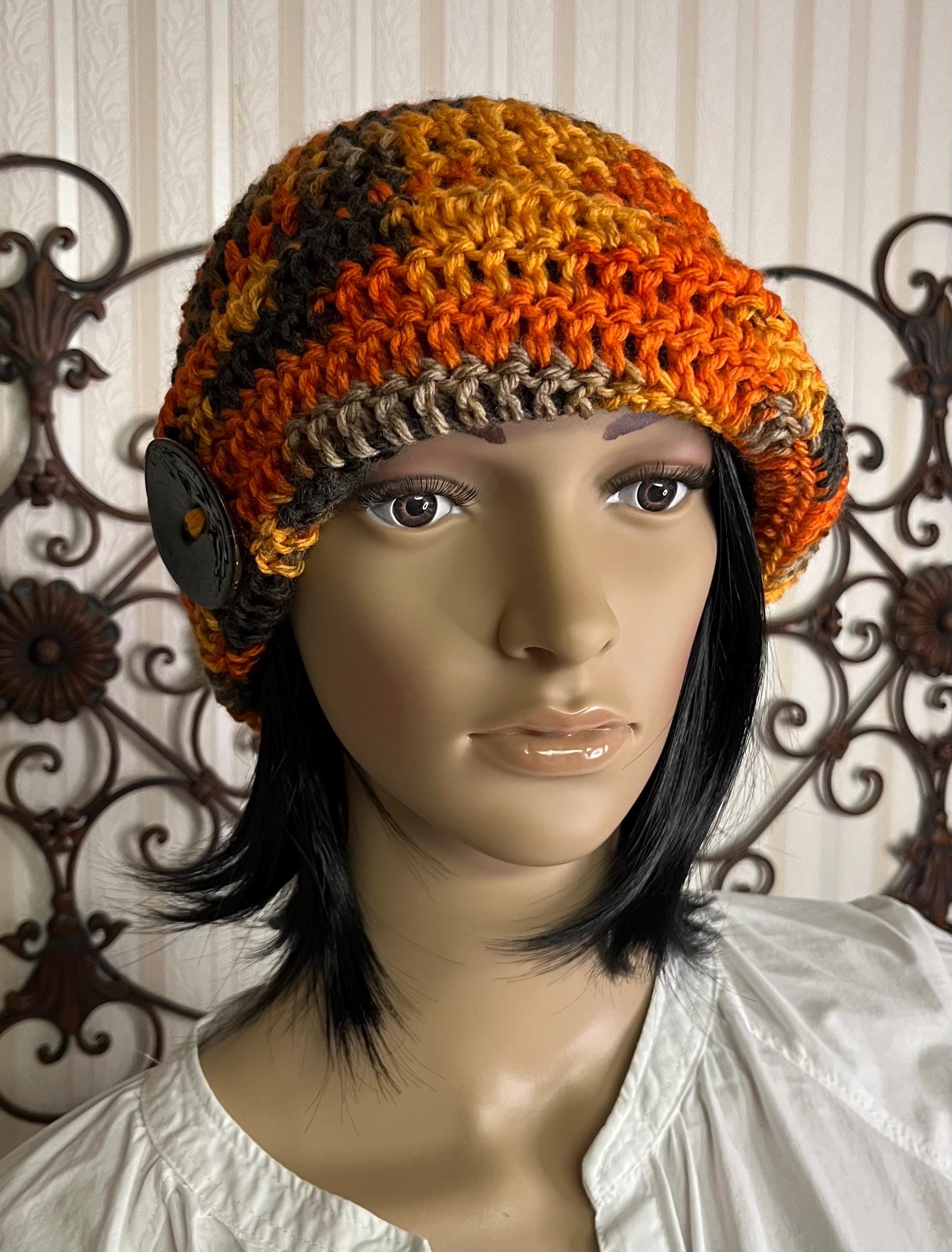 Crochet Flipped Brim Hat With Button Jack O Lantern - Etsy