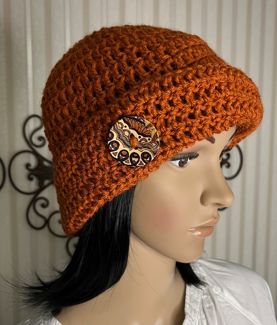 Flipped Brim Hat Rust - Etsy