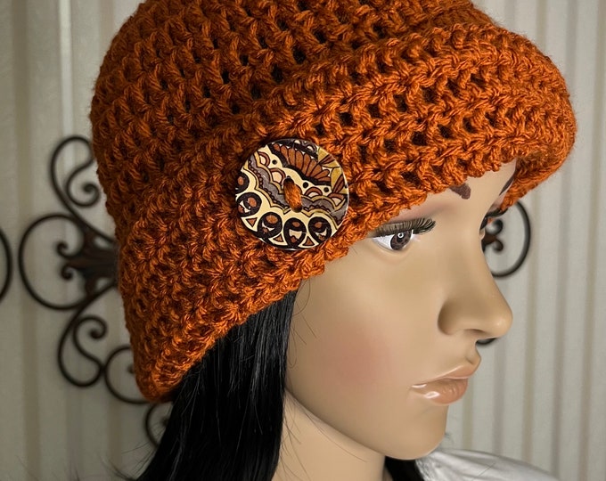 Flipped Brim Hat - Rust - Etsy
