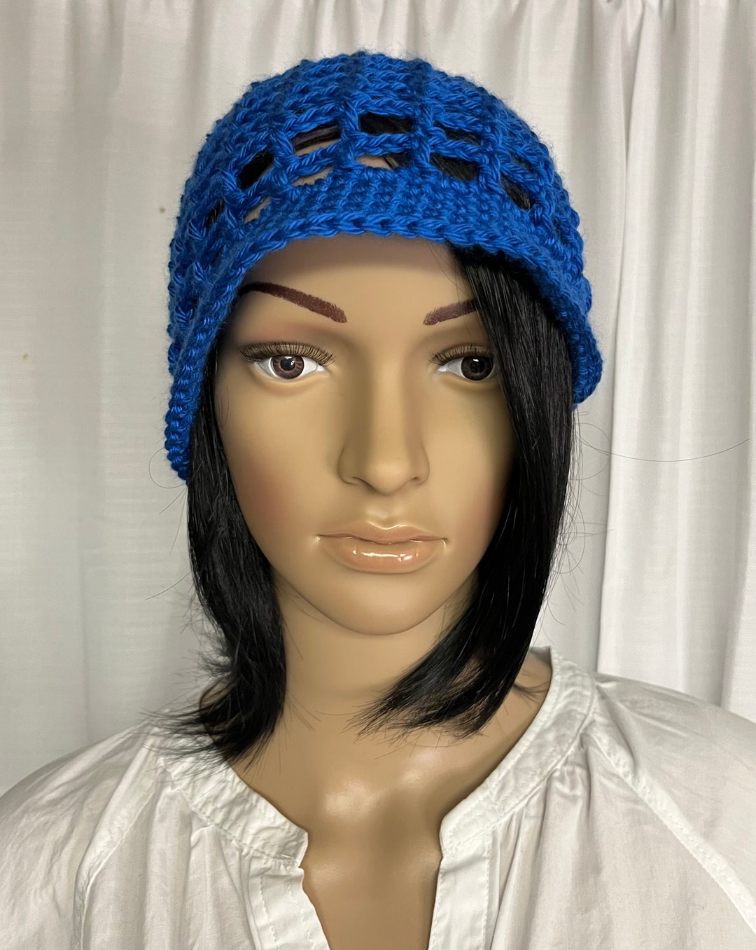 Cobalt Blue Crochet Open Weave Cloche - Etsy
