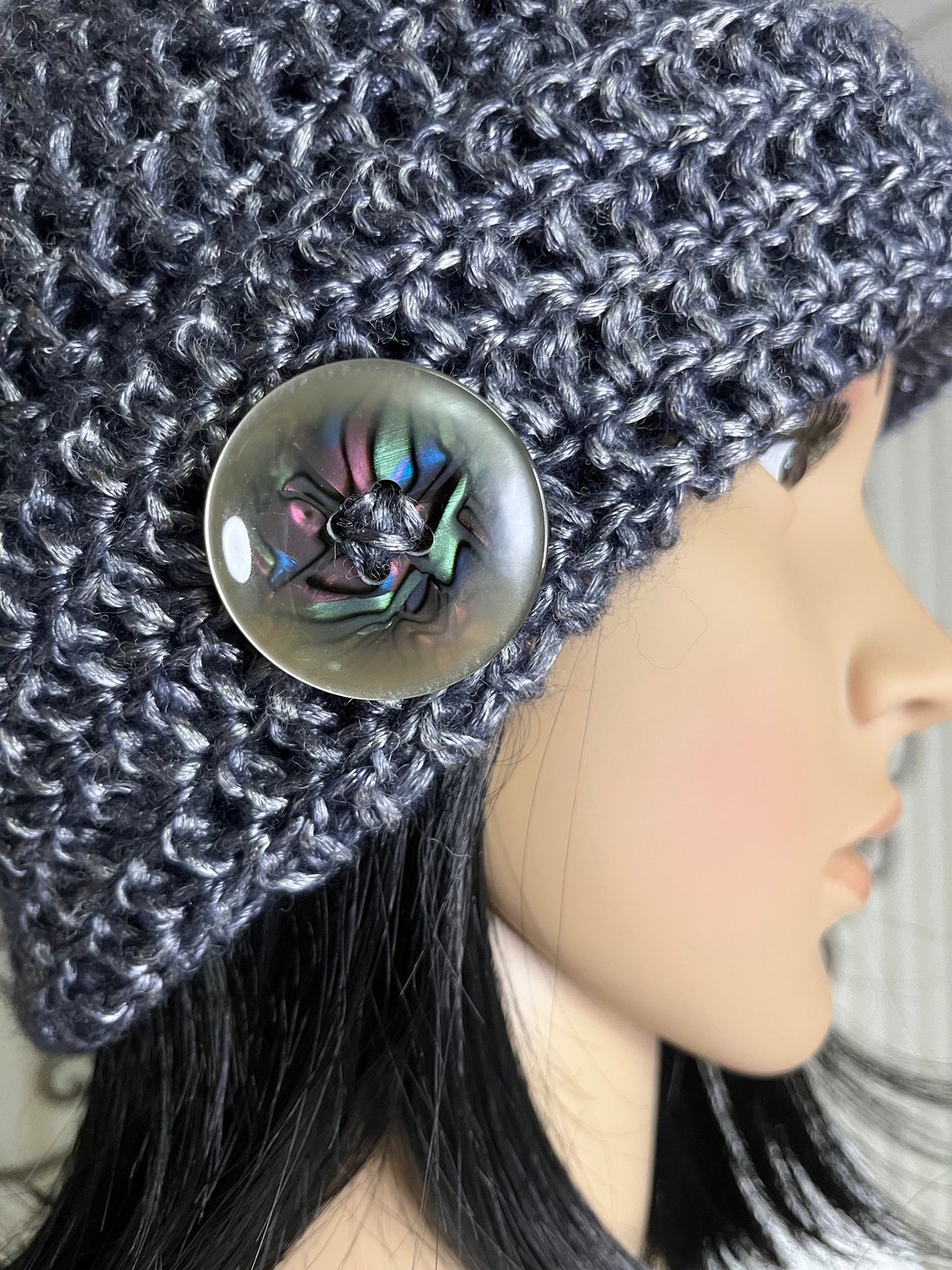Flipped Brim Hat Metallic Steel - Etsy