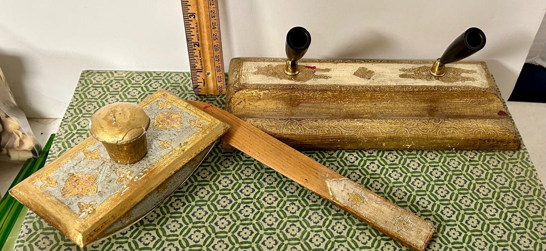 Rare - Florentia Mid-century Modern Desk Pen Set, Roller Blotter and ...