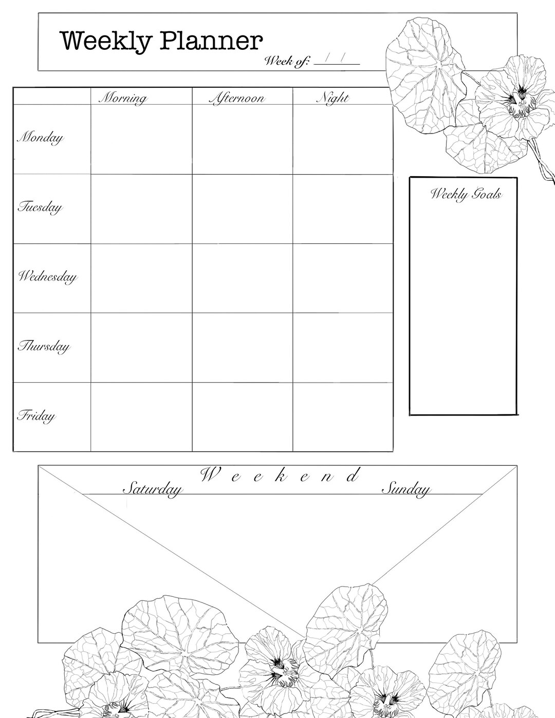 Printable Planner Pages Illustrated Weekly Planner Digital - Etsy